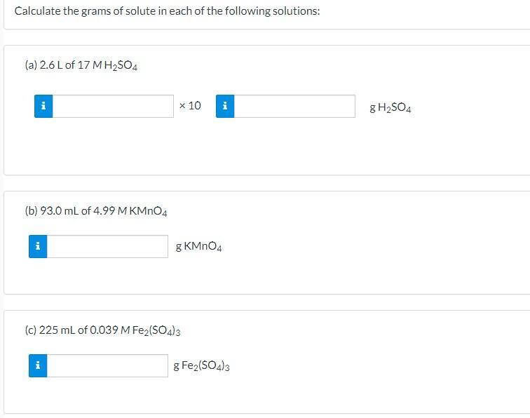 Solved Calculate the grams of solute in each of the | Chegg.com