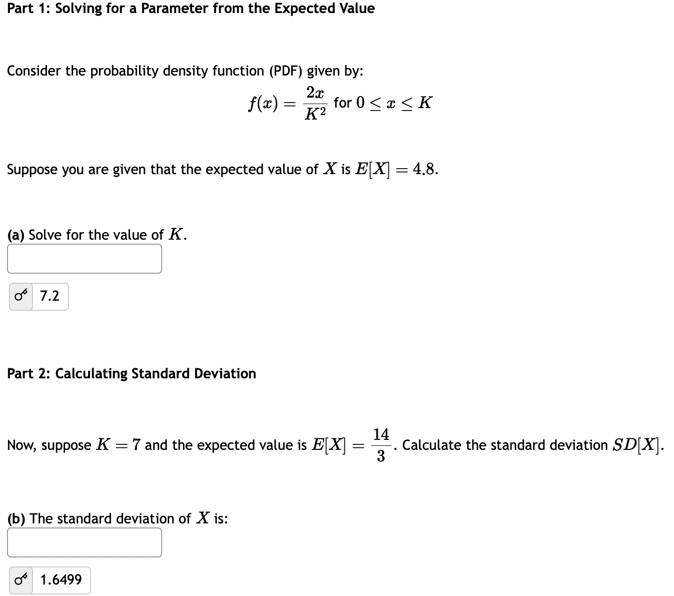 Solved Part 1: Solving for a Parameter from the Expected | Chegg.com