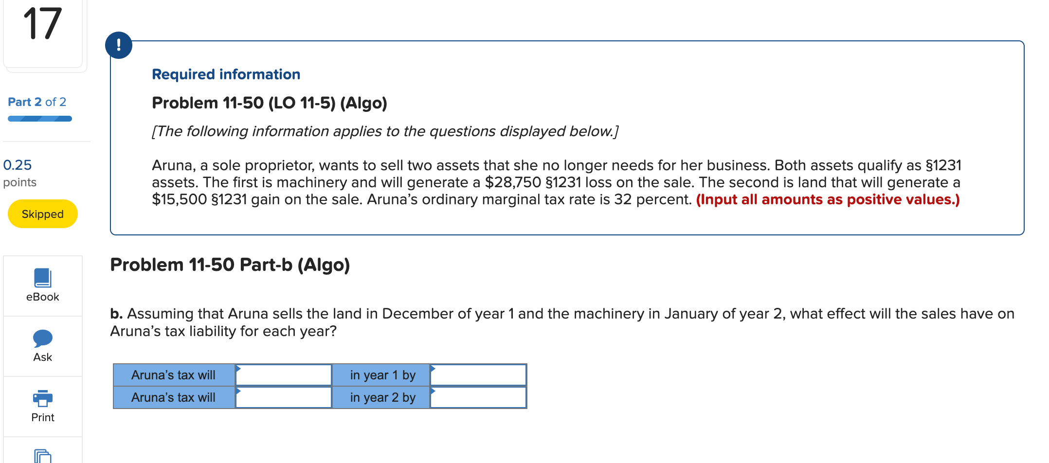 Solved 16 Part 1 of 2 _25 pints Required information Problem | Chegg.com