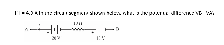 Solved If I=4.0 A in the circuit segment shown below, what | Chegg.com
