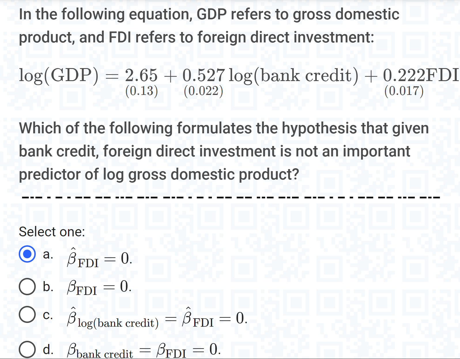 Solved In the following equation, GDP refers to gross | Chegg.com