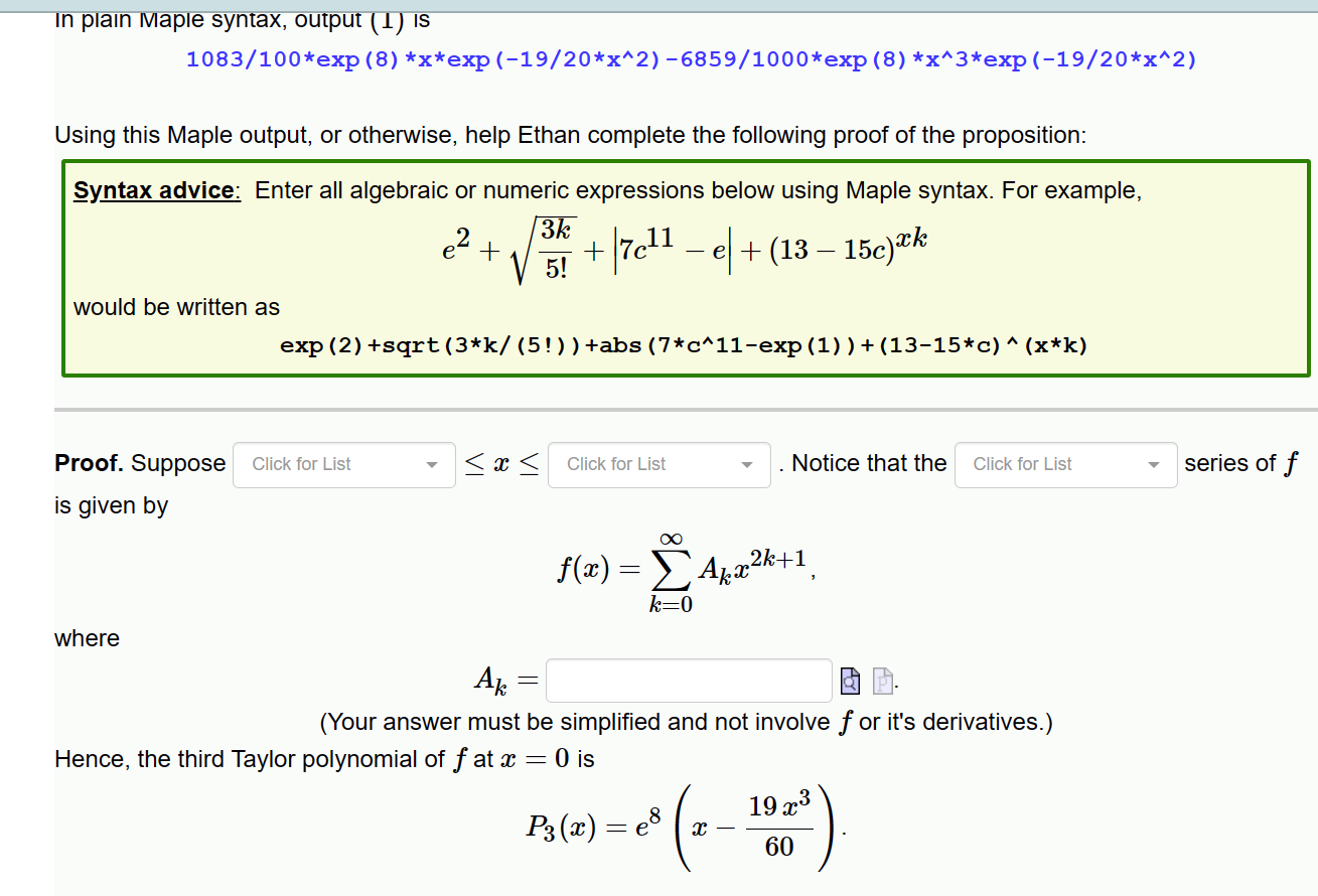 Solved Rnin Plain Maple Syntax Output 1 Is 1083 5989