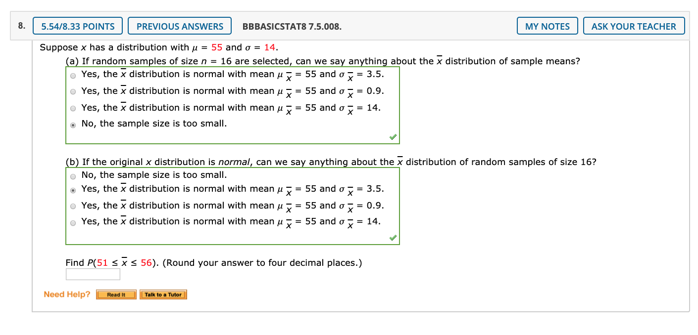 Solved 8. 5.54/8.33 POINTS PREVIOUS ANSWERS BBBASICSTAT8 | Chegg.com