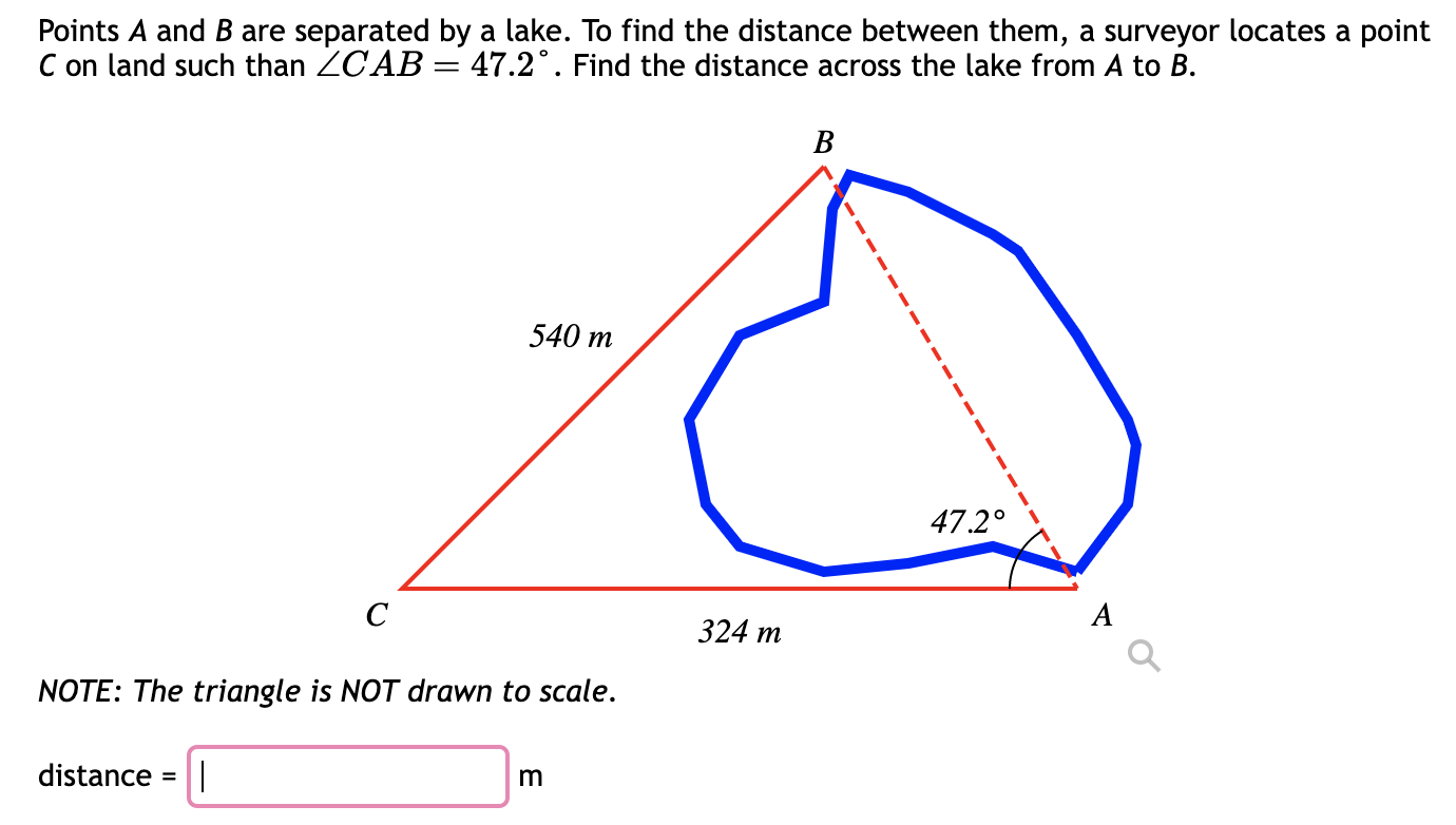 [Solved]: Points A and B are separated by a lake. To find