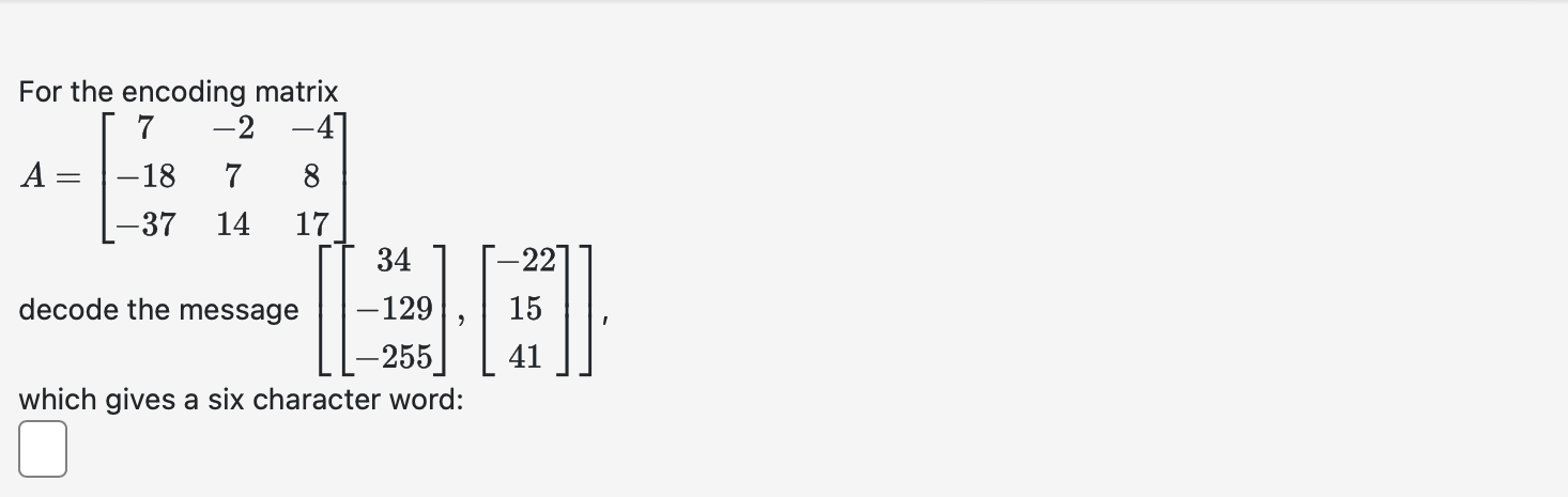 Solved For the encoding | Chegg.com