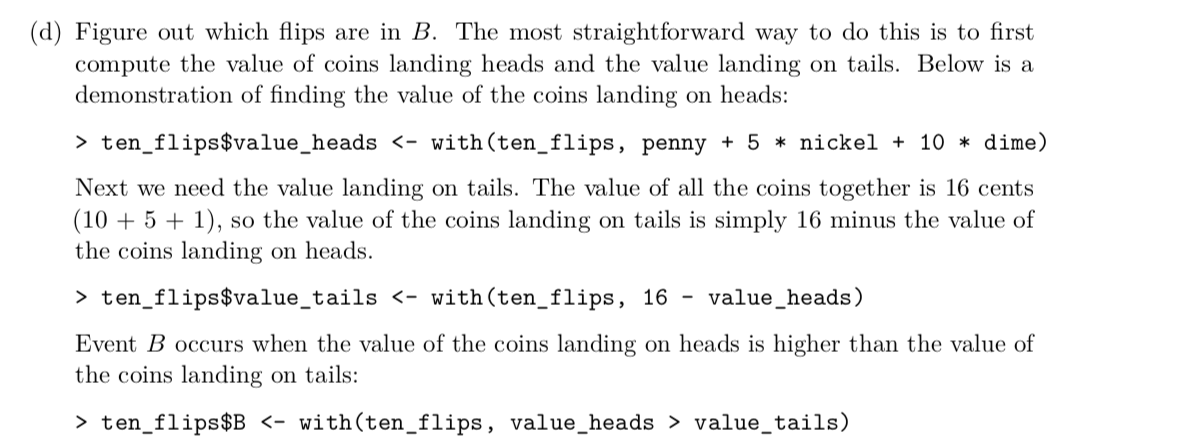 R Exercise 1. (a) Simulate the process of flipping | Chegg.com