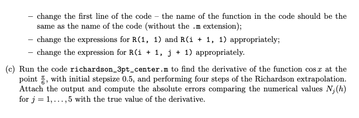Problem 4. (MATLAB code for Richardson extrapolation] | Chegg.com