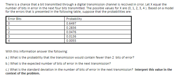 Solved There is a chance that a bit transmitted through a | Chegg.com
