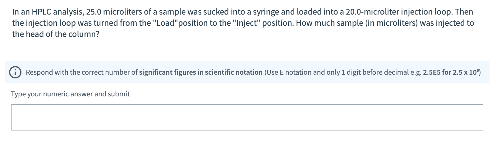 Solved In an HPLC analysis, 25.0 microliters of a sample was | Chegg.com
