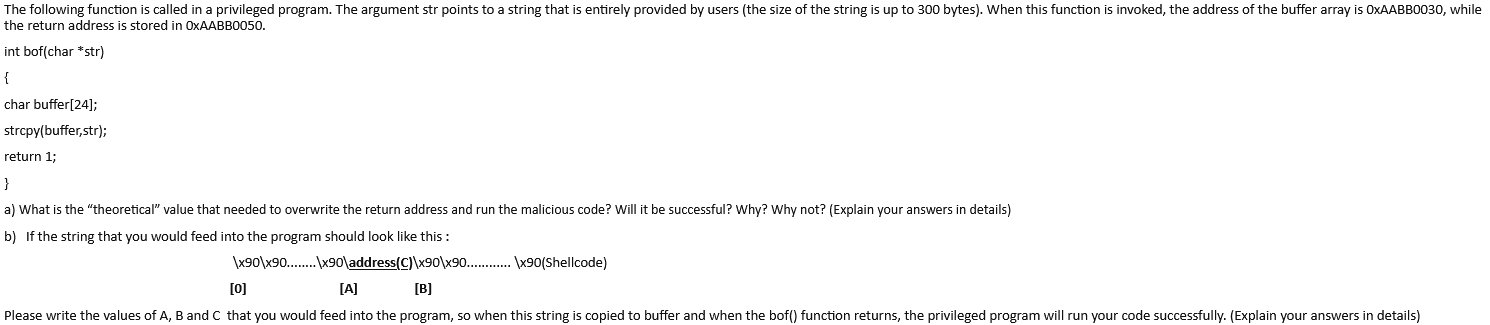 The following function is called in a privileged | Chegg.com