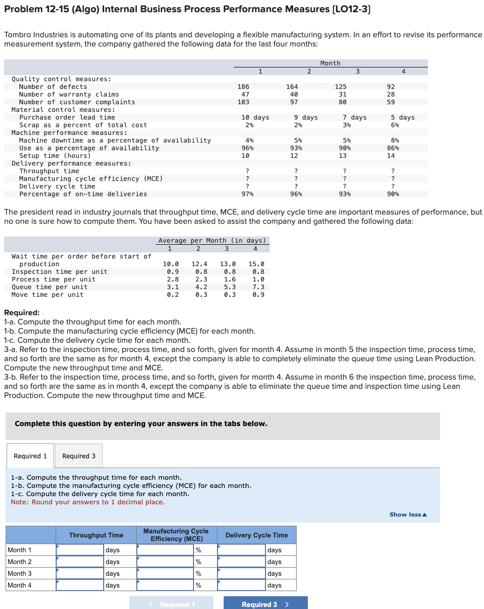 Solved Problem 12-15 (Algo) Internal Business Process | Chegg.com