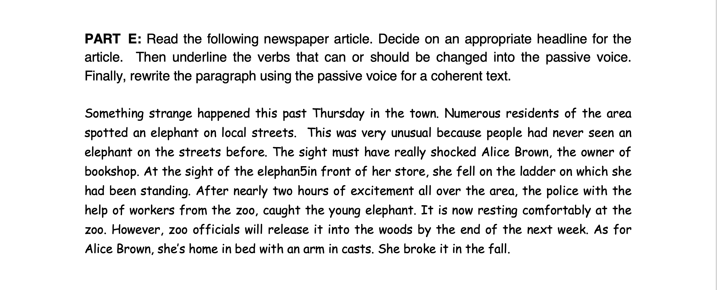 Read the following newspaper article. Decide on an | Chegg.com