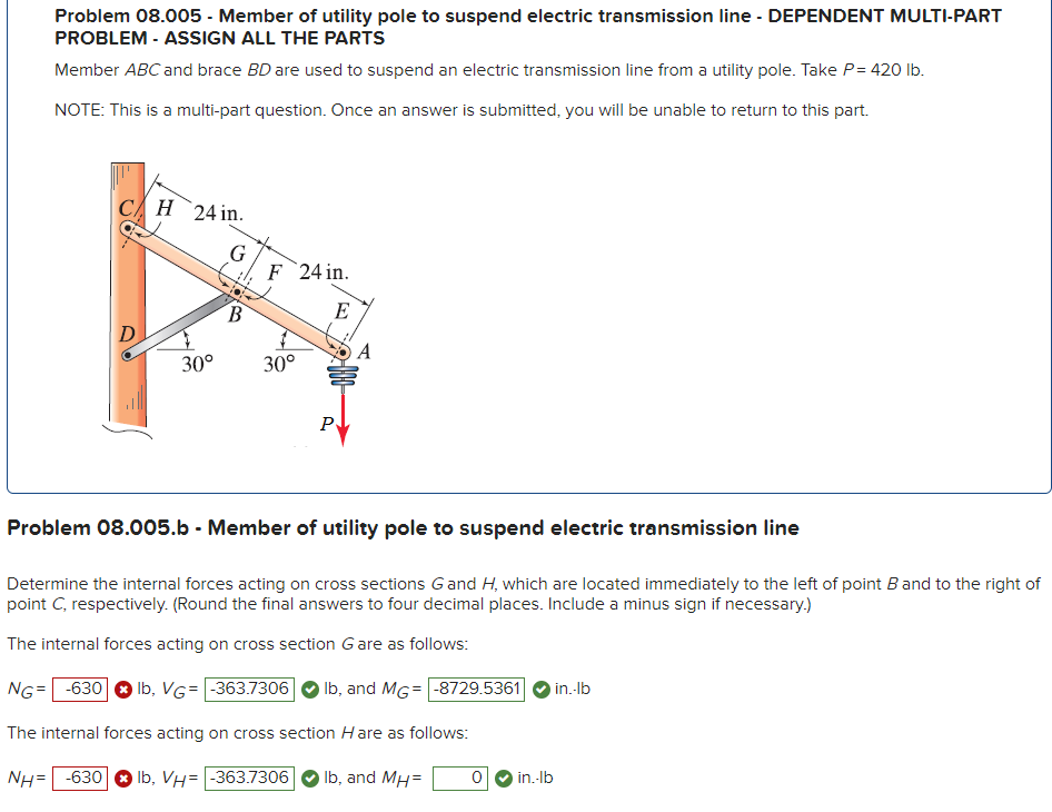 Solved Problem 08.005 - Member of utility pole to suspend | Chegg.com