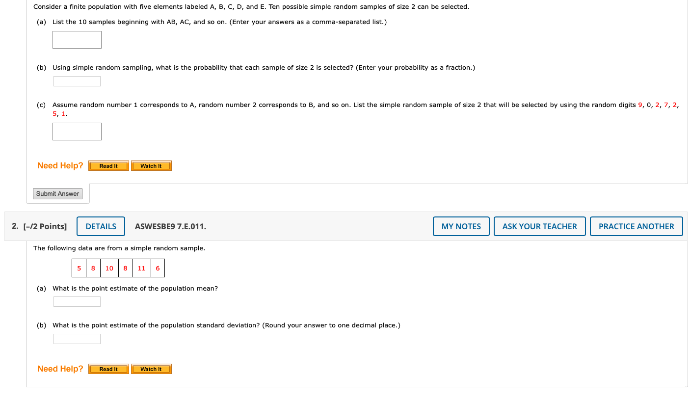 Solved Consider a finite population with five elements | Chegg.com