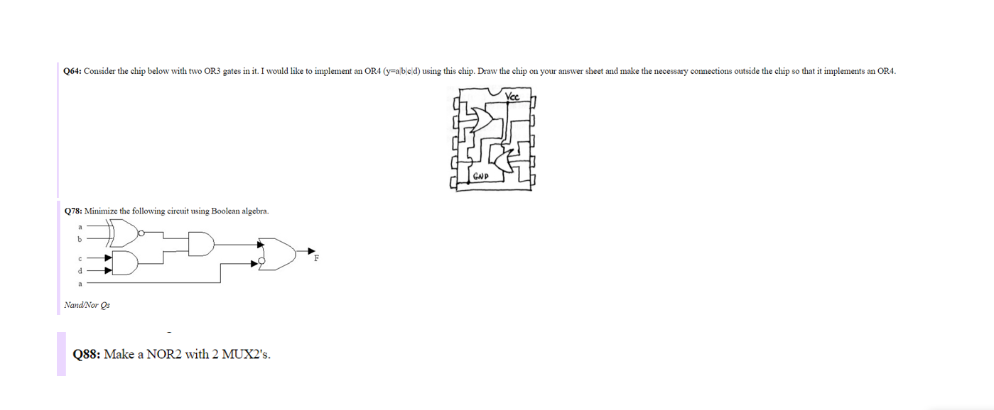 Solved Q64: Consider the chip below with two OR3 gates in | Chegg.com