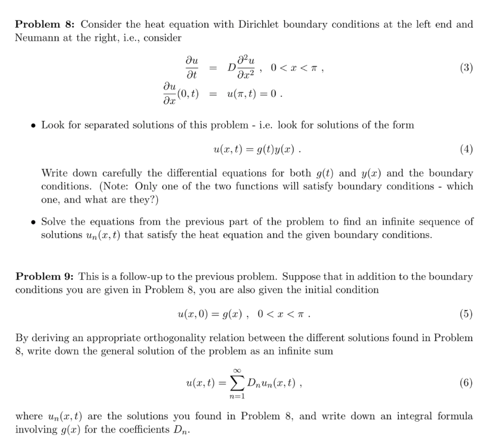 Solved Problem 8 Consider The Heat Equation With Dirichlet