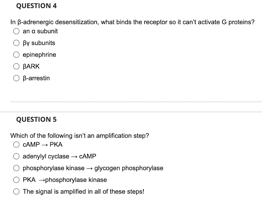 Solved In β-adrenergic desensitization, what binds the | Chegg.com