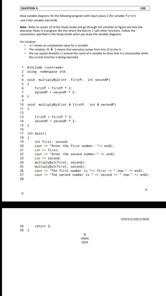 Solved Question 3 10 Draw Variable Diagrams For The