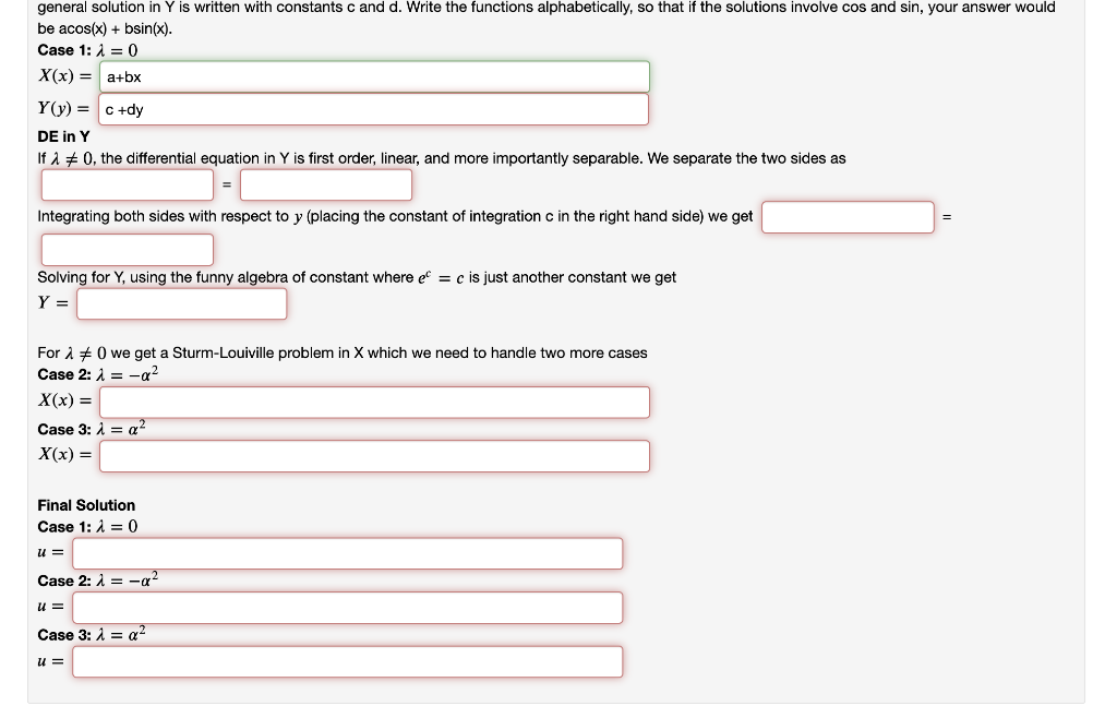 Solved (1 point) 1 is typed as lambda, a as alpha. The PDE | Chegg.com