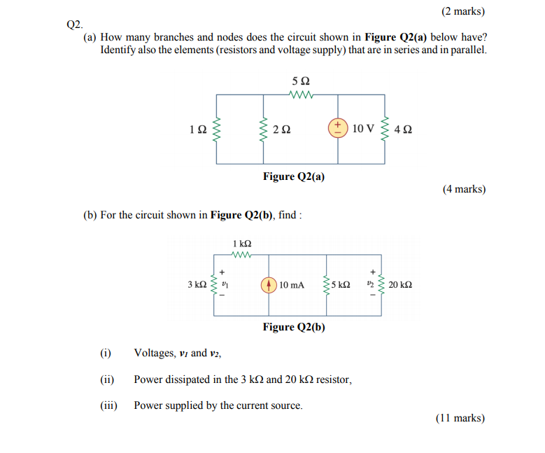 Solved (2 marks) Q2. (a) How many branches and nodes does | Chegg.com