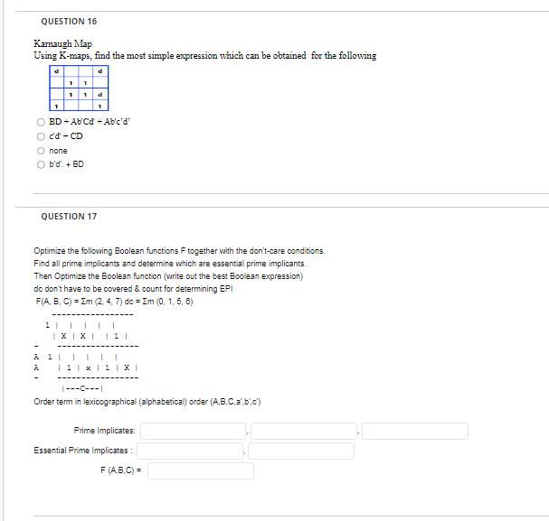 Solved Karnaugh Map Using K-maps, find the most simple | Chegg.com