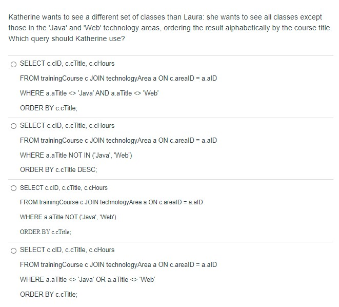Solved Katherine wants to see a different set of classes | Chegg.com