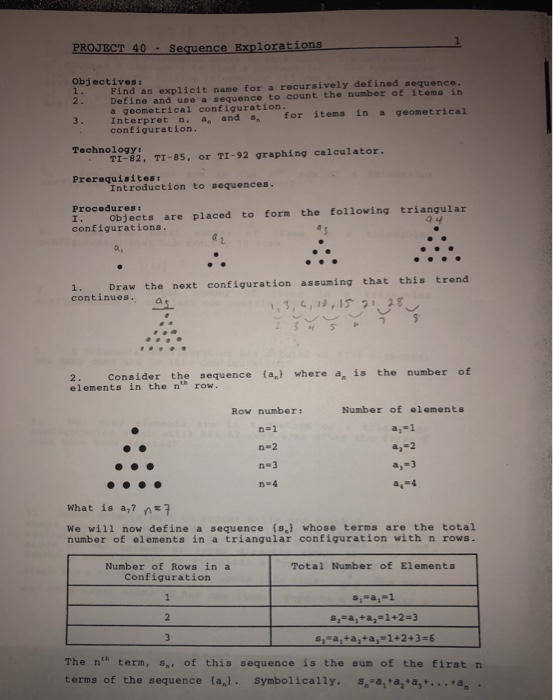 Solved PROJECT 40 - Sequence Explorations Objectives: 2 3. | Chegg.com