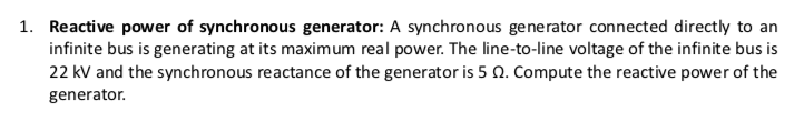 Solved 1. Reactive power of synchronous generator: A | Chegg.com