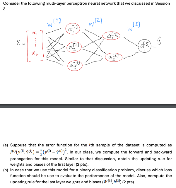 Solved Consider the following multi-layer perceptron neural | Chegg.com