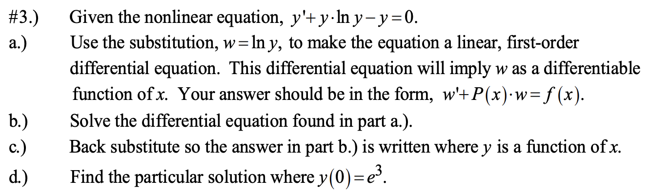 Solved #3.) a.) Given the nonlinear equation, y'+y. In | Chegg.com