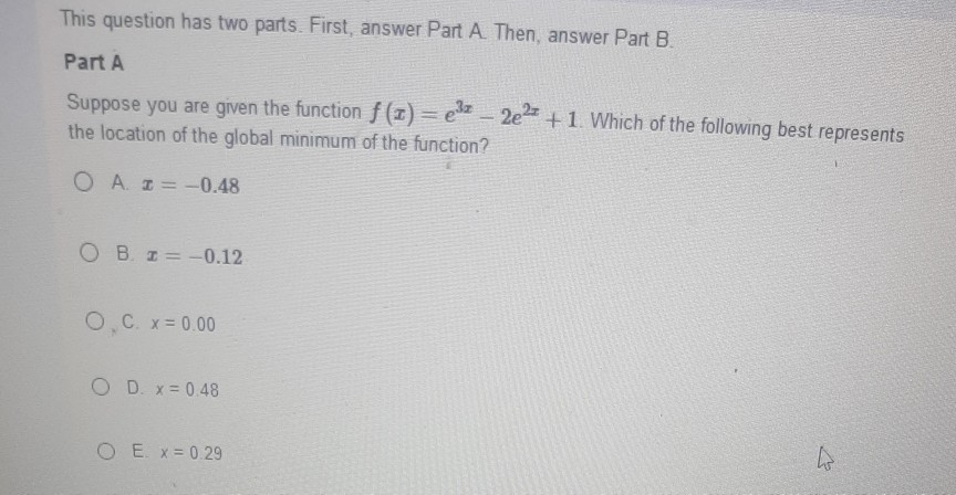 Solved This question has two parts. First, answer Part A | Chegg.com