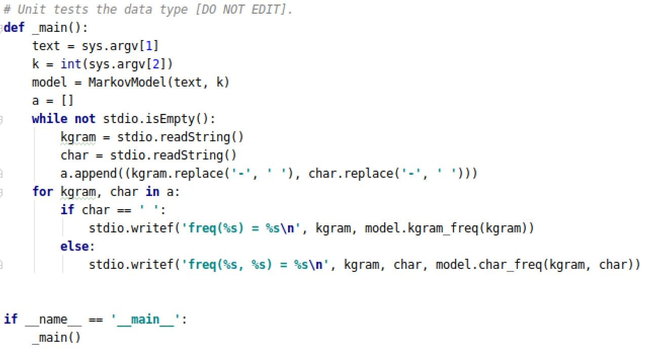 Solved Problem 1. (Markov Model Data Type) Define a data | Chegg.com