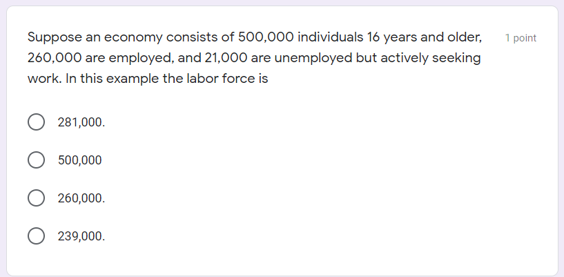 Solved 1 point Suppose an economy consists of 500,000 | Chegg.com