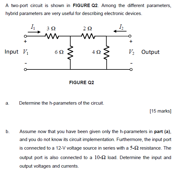 Solved A two-port circuit is shown in FIGURE Q2. Among the | Chegg.com