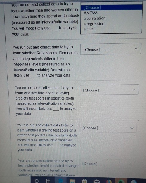 Solved drop down menu shows answer choices. Match each of | Chegg.com