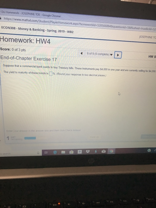 Solved Do Homework-JOSEPHINE TOE-Google Chrome | Chegg.com
