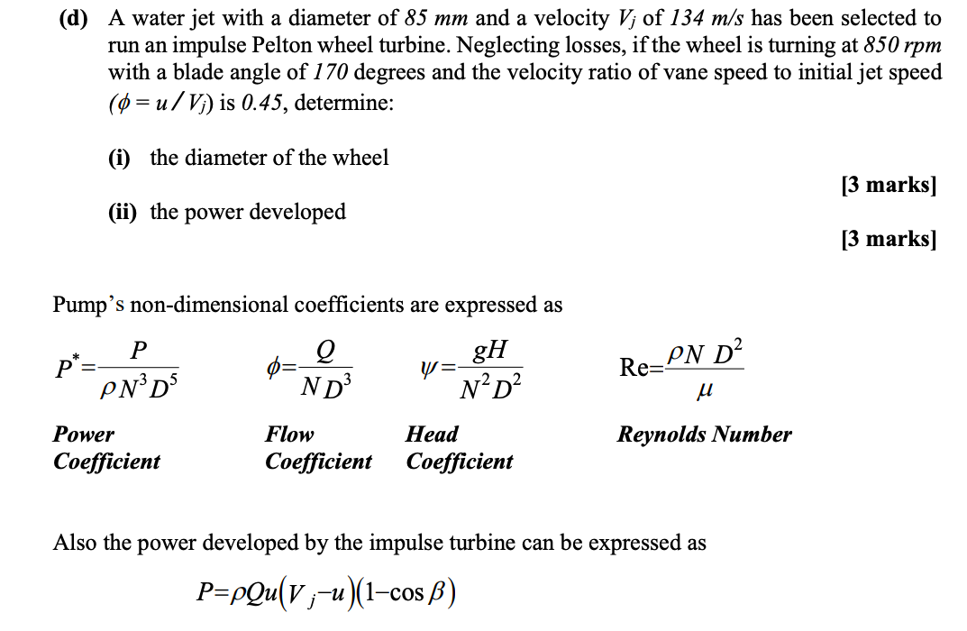 Solved (d) A water jet with a diameter of 85 mm and a | Chegg.com