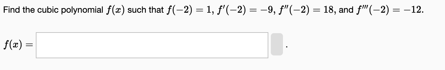 Solved Find the cubic polynomial f(x) such that | Chegg.com