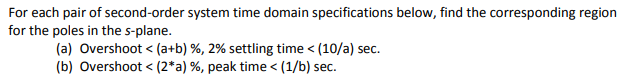 Solved For each pair of second-order system time domain | Chegg.com
