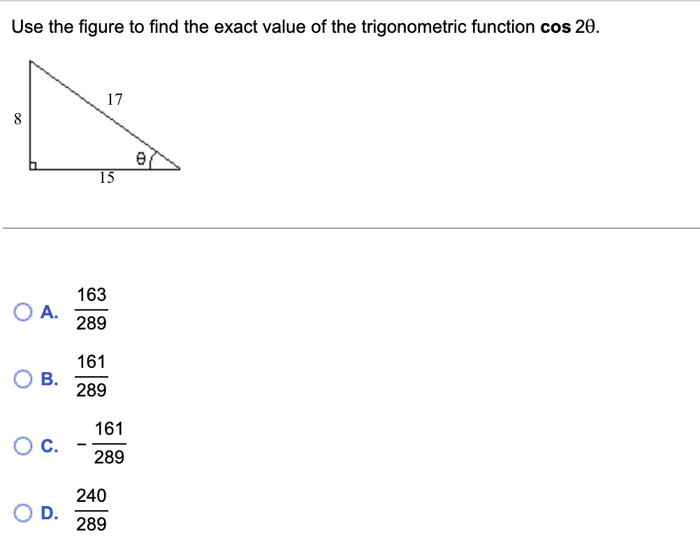 Solved Use the figure to find the exact value of the | Chegg.com