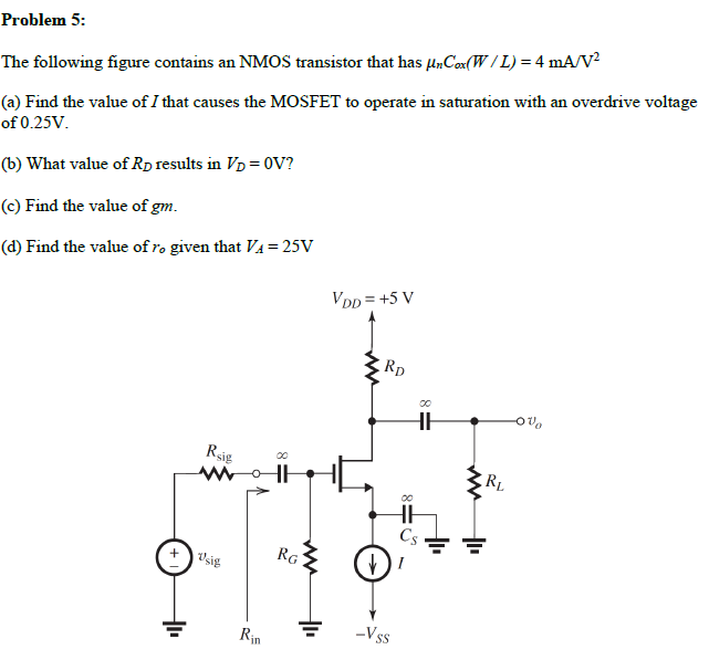 Solved Problem 5: The following figure contains an NMOS | Chegg.com