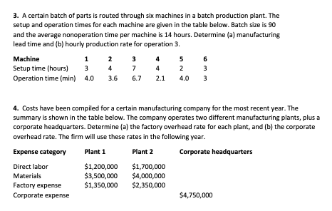 Solved 3. A certain batch of parts is routed through six | Chegg.com