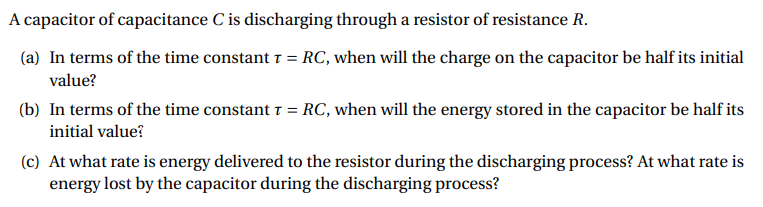 Solved A capacitor of capacitance C is discharging through a | Chegg.com