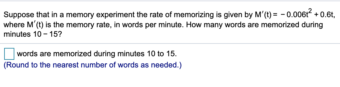 Solved Suppose that in a memory experiment the rate of | Chegg.com