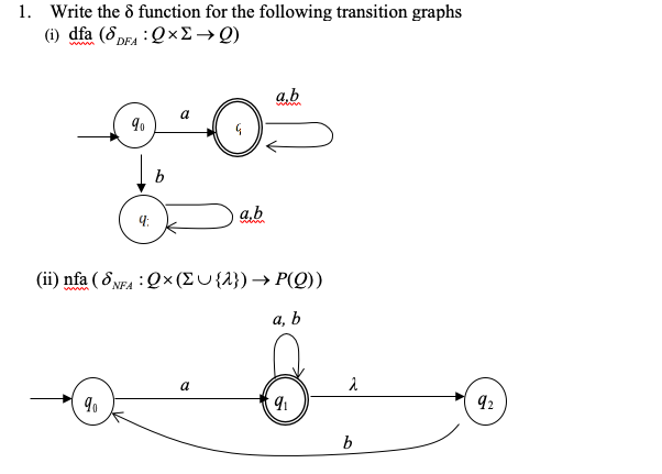 Solved 1. Write the & function for the following transition | Chegg.com