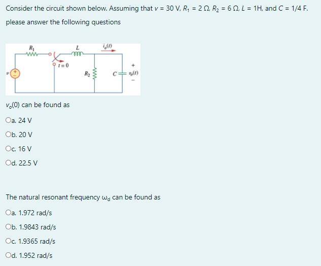 Solved Consider the circuit shown below. Assuming that v = | Chegg.com