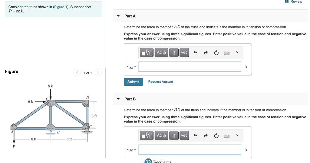 Solved 1 Review Consider the truss shown in (Figure 1). | Chegg.com