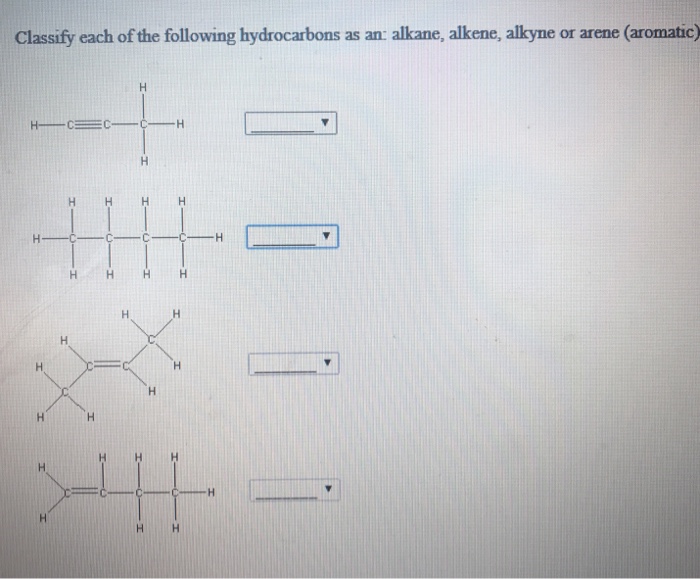 Solved Classify each of the following hydrocarbons as an: | Chegg.com
