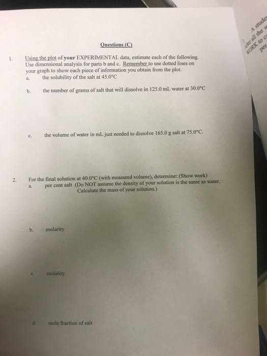 Experiment 2: Solubility Report Sheet Name and | Chegg.com