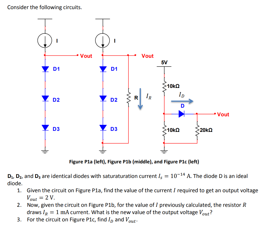 Solved Consider the following circuits. Vout Vout 5V D1 D1 | Chegg.com